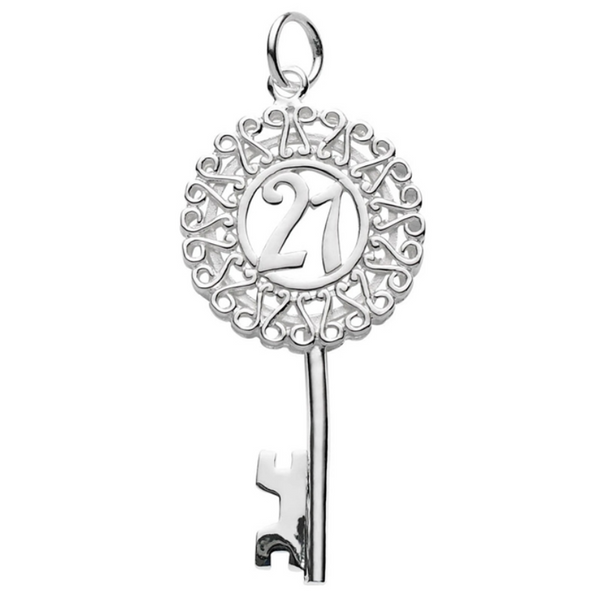Silver 21st Birthday Key Pendant | ILLARIY Custom Pendants