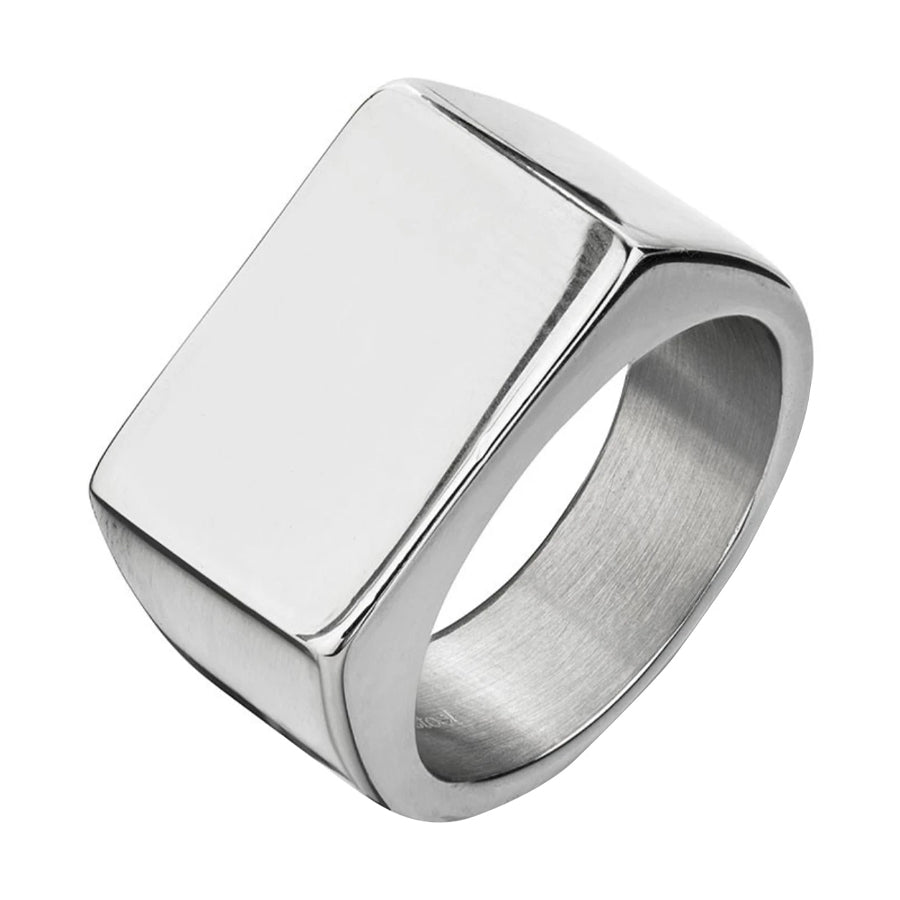 Rectangular Signet Ring In Stainless Steel | ILLARIY Rings